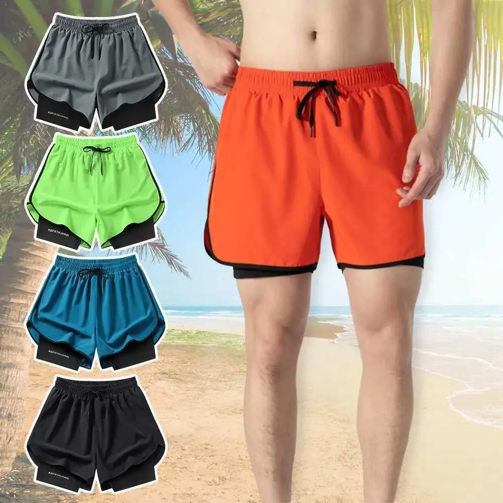 Double Layer Anti-Glare Sports Shorts - Quick Dry, Water Resistant, Men ...