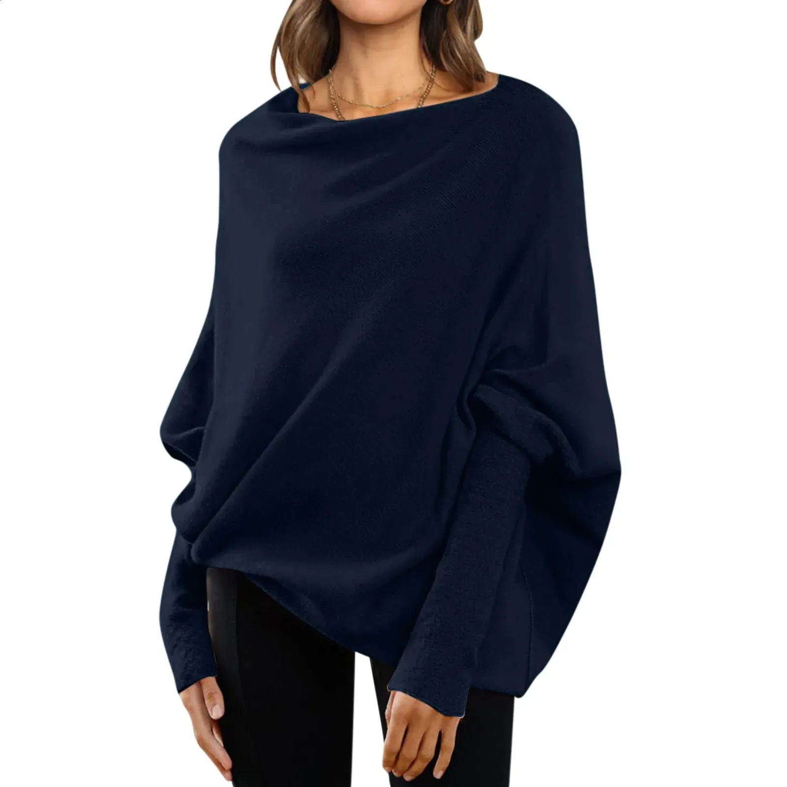 Women's Long Sleeve Neck Tunic Tops Fall Baggy Slouchy Pullover ...