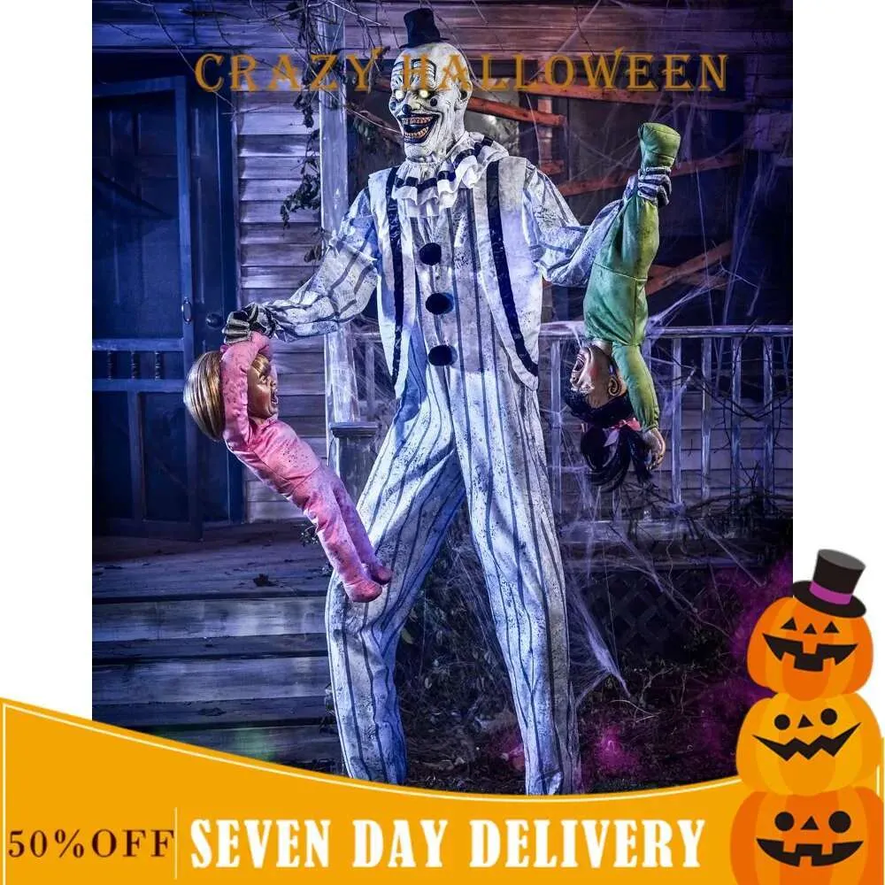 Animated Outdoor 7Ft Clown Halloween Decoration, Multicolor Lights, 6 ...