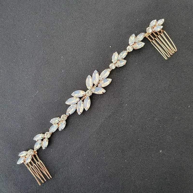 Bridal Hair Comb Chain with Opal Crystal Rhinestones - Wedding Hair ...