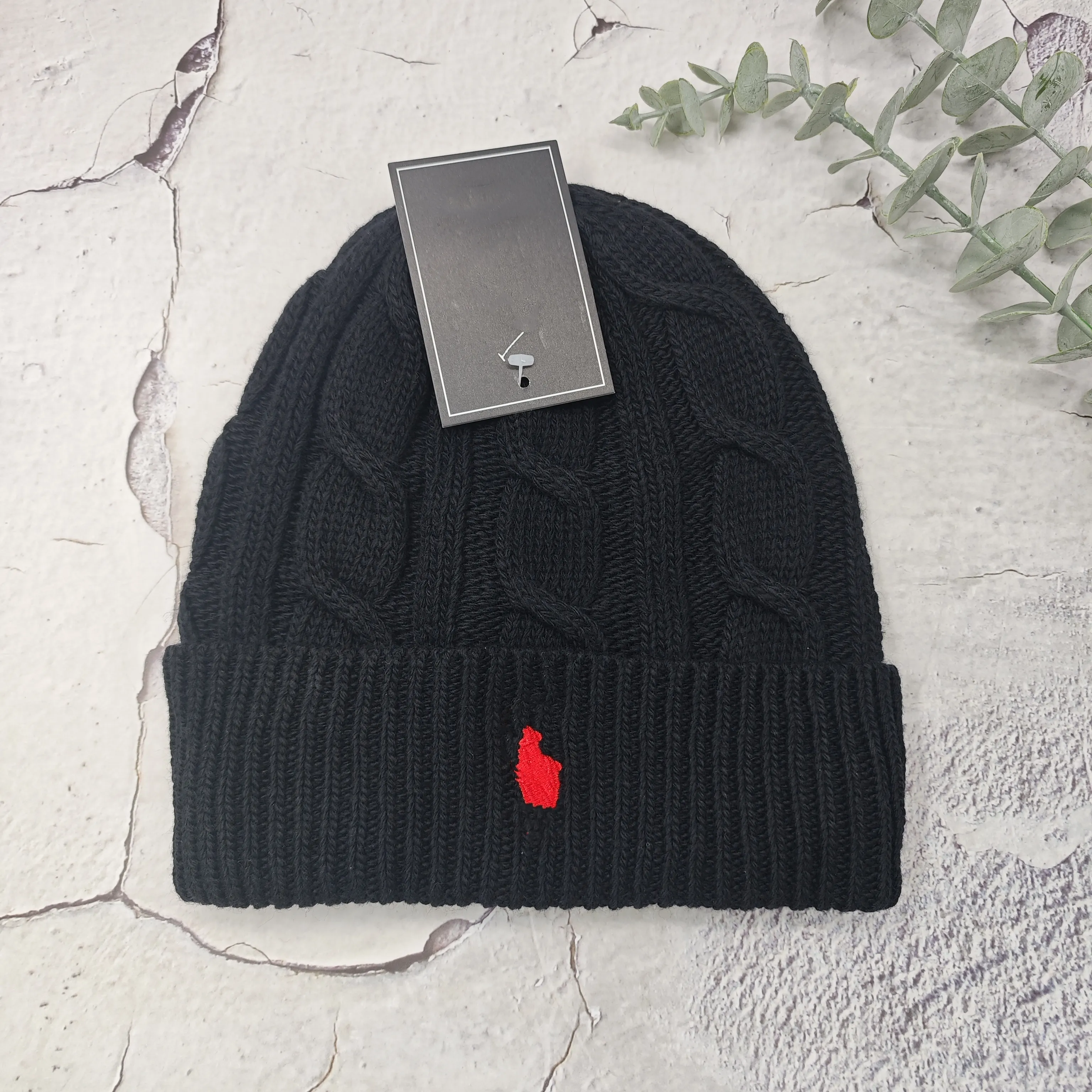 Cotton Knit Beanie Hat with Letter Embroidery and Crystal Accents for ...