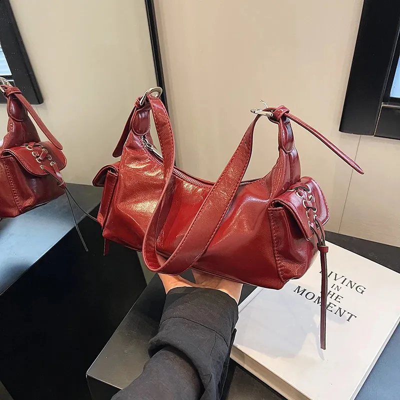 Y2K Punk Hobo Bag: Adjustable Strap Clutch, Faux Leather Shoulder Bag ...