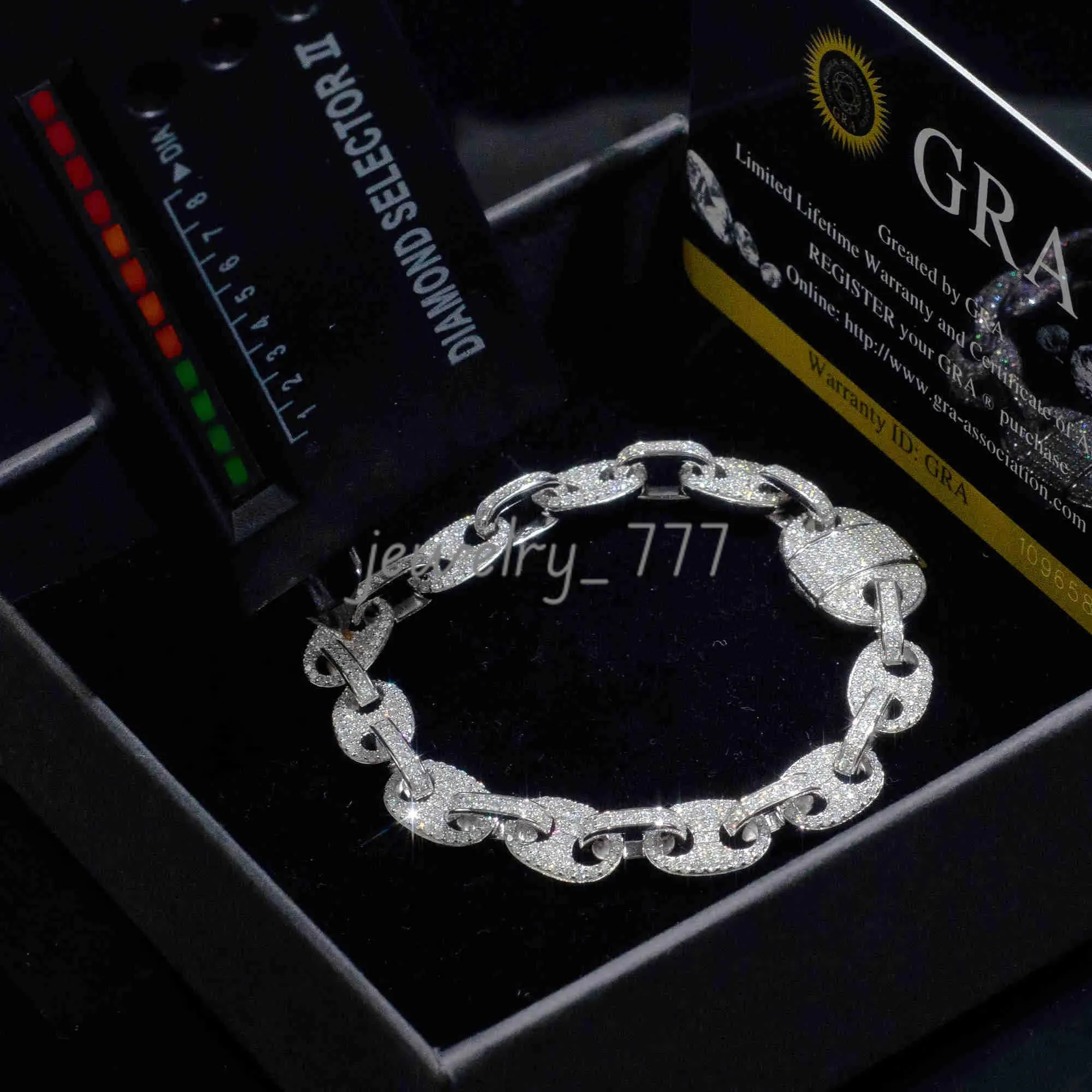 8mm Cuban Link Chain Bracelet With VVS Moissanite Ice Out Designer Iced ...
