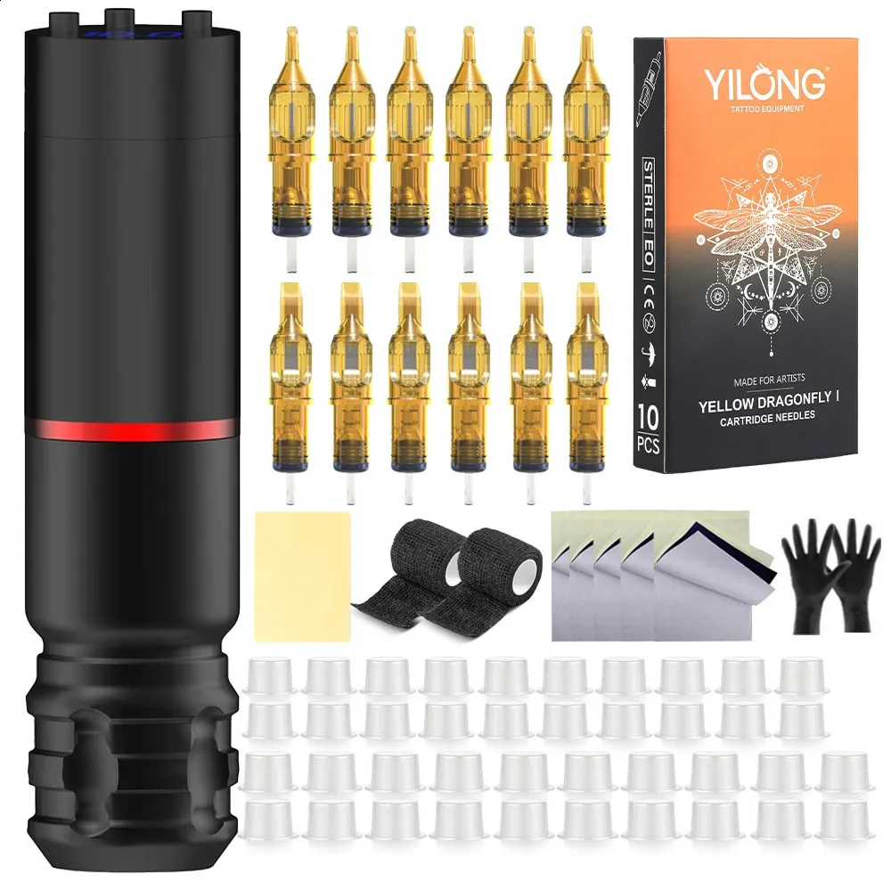 Professional Rotary Tattoo Pen Kit with Wireless Power Supplies ...