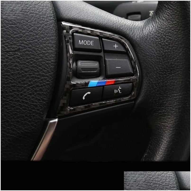 Carbon Fiber Steering Wheel Blue Buttons Frame Cover Trim For BMW 3GT ...