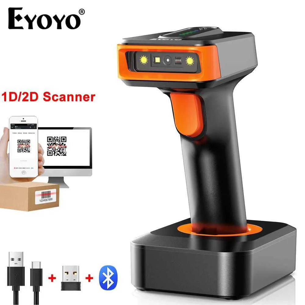 Wireless 2D Bluetooth QR Code & Barcode Scanner Reader with 3-in-1 ...