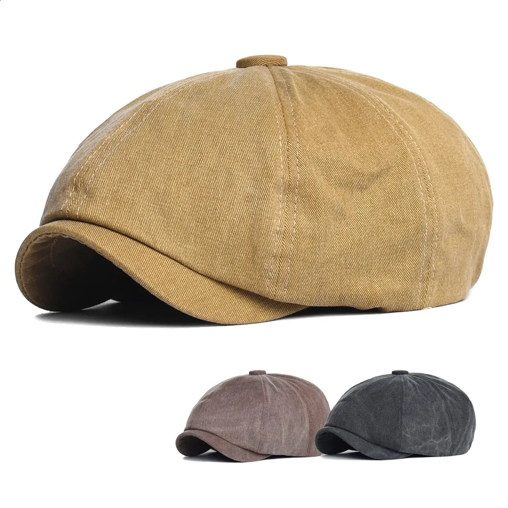 Unisex Cotton Octagonal Hat - Retro Detective Flat Cap for Men & Women ...
