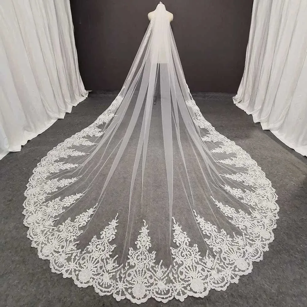 Cathedral Length Bridal Veil with Comb - Long Lace Wedding Veil in ...