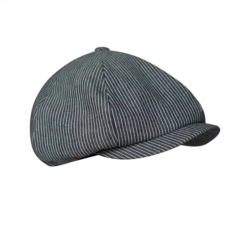 Lightweight Breathable Linen Striped Baker Boy Hat for Men & Women ...