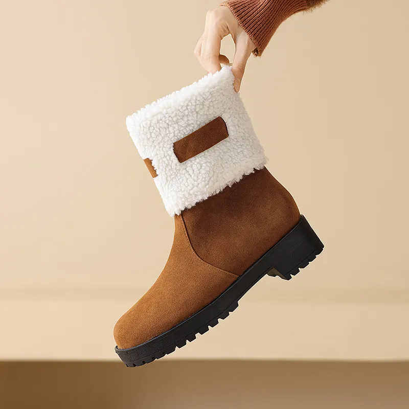 Winter Snow Girls Snow Boots With Frosted Velvet Upper, Flipped Edges ...