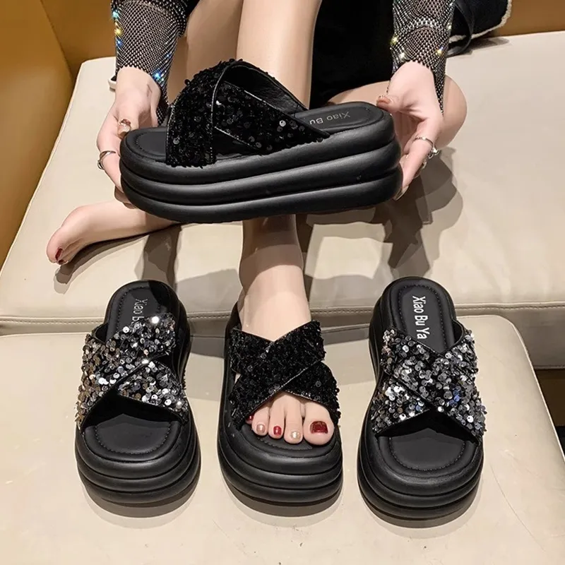 Platform House Slippers for Outdoor Lawn Use with PU Upper and EVA ...