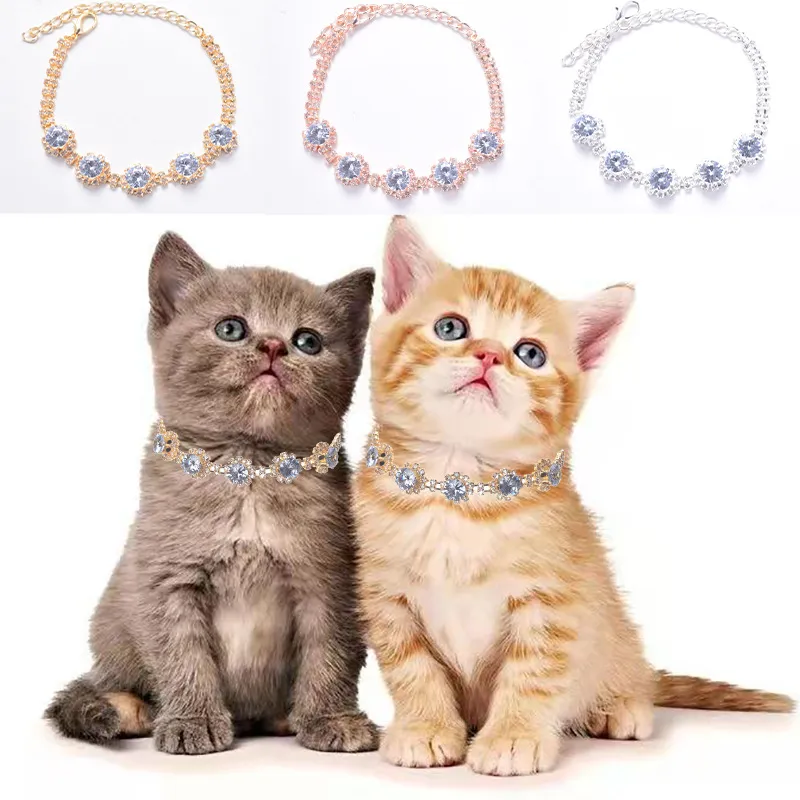 Sparkling Cat Bling Diamond Collar for Dogs and Cats, Adjustable Luxury ...