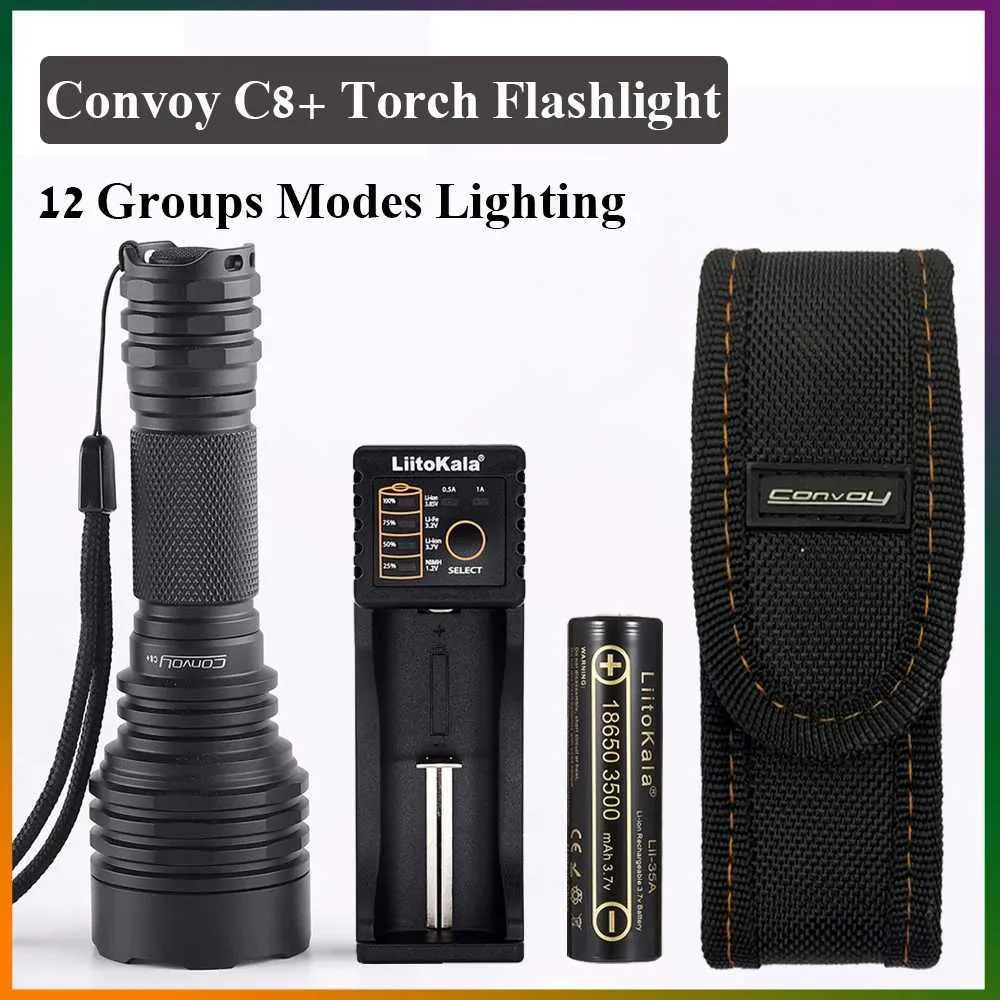 Portable Flashlight Torch, Convoy C8+ With Luminus SST40 Led, 12 Modes ...