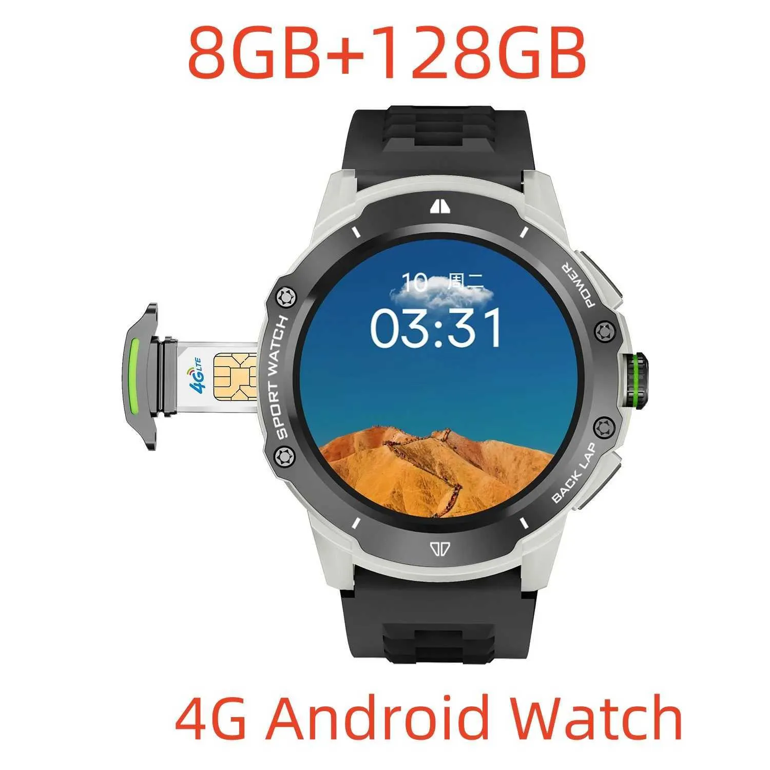 Smart Watch KB08: 4G Network, SIM Card, 1.43-Inch AMOLED Display, 200W Camera, GPS, WiFi, Google ...