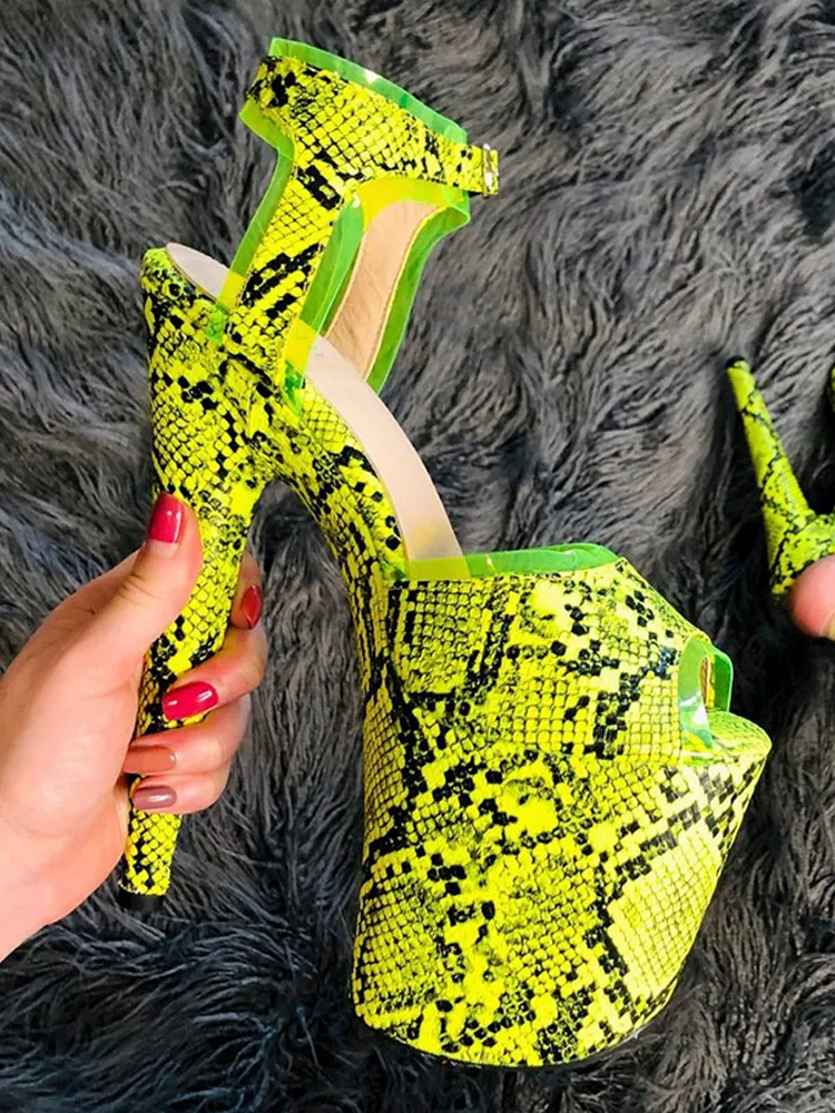 8-Inch Peep Toe Platform Heels: Sexy Snake Print Stripper Dance Shoes ...