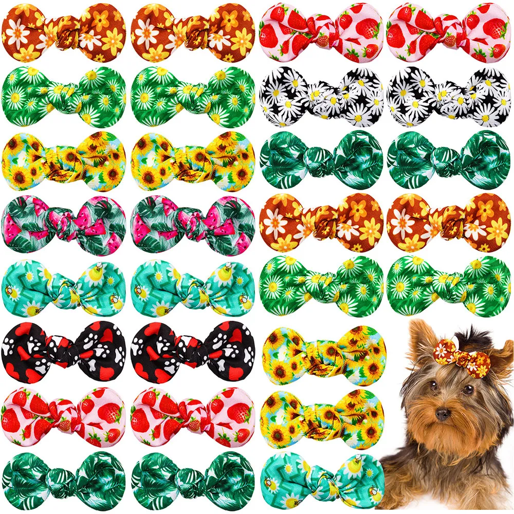 Bulk Handmade Hair Bows For Dogs: Pet Hair Clips, Small Dog & Cat Hair ...