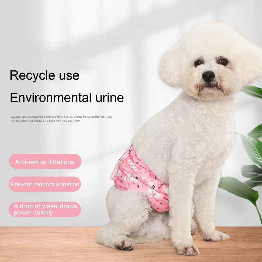 Pet Menstrual Pants Cute Cartoon Patterns Dog Diapers Reusable High ...