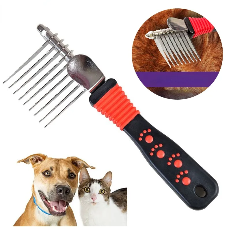 Stainless Steel Non Slip Pet Comb With Knot Handle For Hair Removal ...