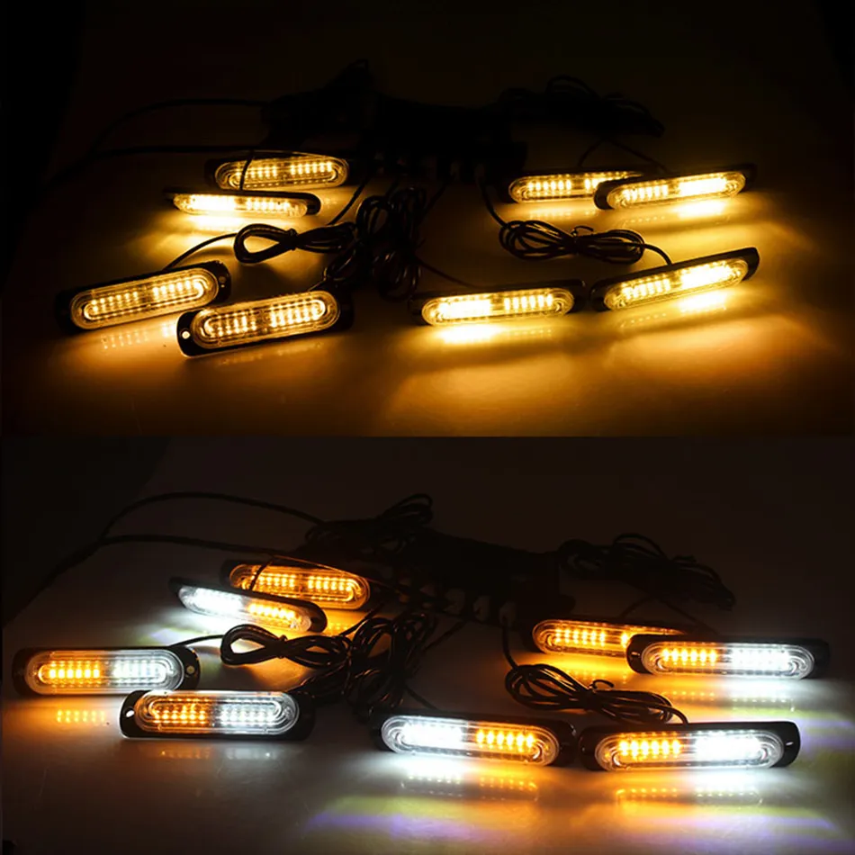 8x12 Inch LED 12V Emergency Strobe Lights Set for Police Ambulance Car ...