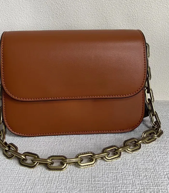 Designer Shoulder Handbags: Luxe Flap Bag With Brass Hardware & Double ...
