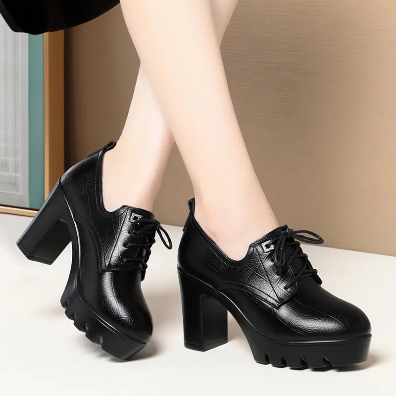 Wholesale Chunky Platform Heels: Women's Classic Leather Oxford Heels ...