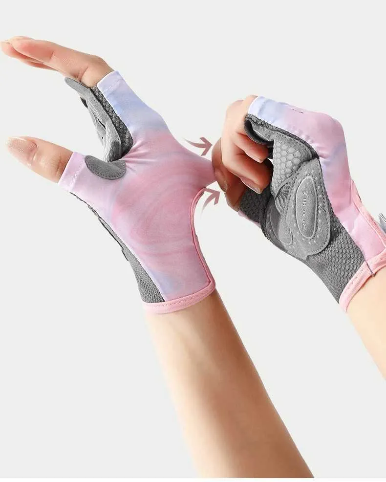 Women's Breathable Yoga Gloves - Half Finger, Non-Slip, Shock Absorbing ...