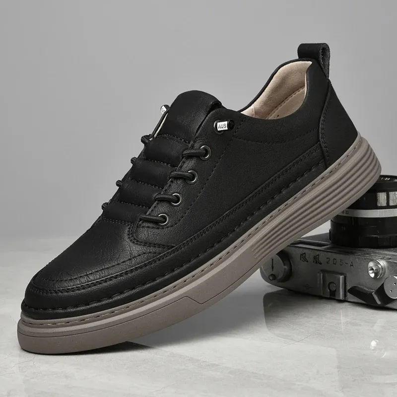 Men's Retro Leather white sneakers - Versatile Oxford Shoes with Lace ...