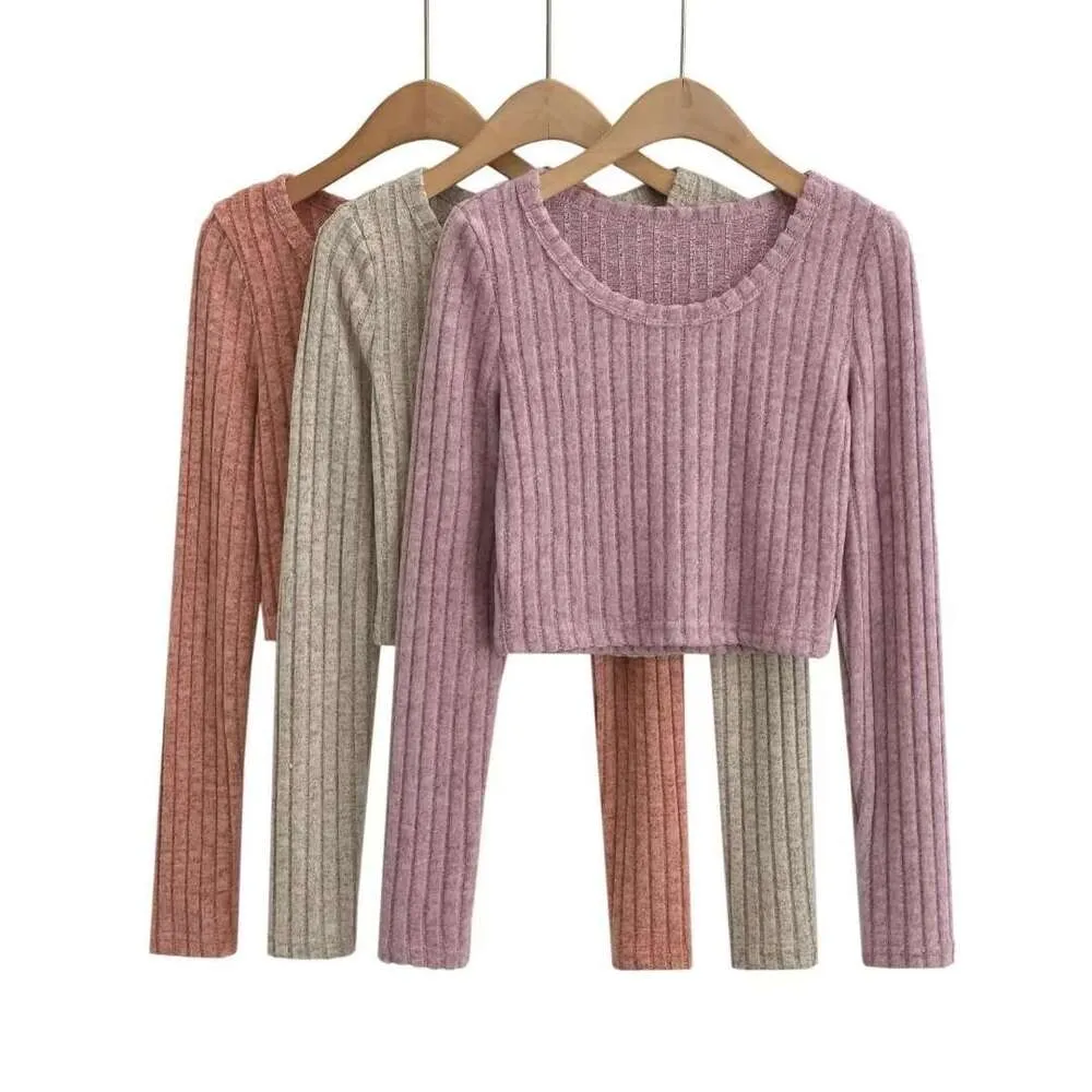 Spicy Girl Striped Knit Sweater - Round Neck, Brushed Fabric, Shop Now ...