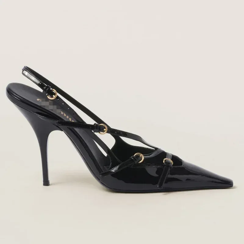Womens Pointed Toe High Heel With Triple The Buckles Sling Back Perfect ...