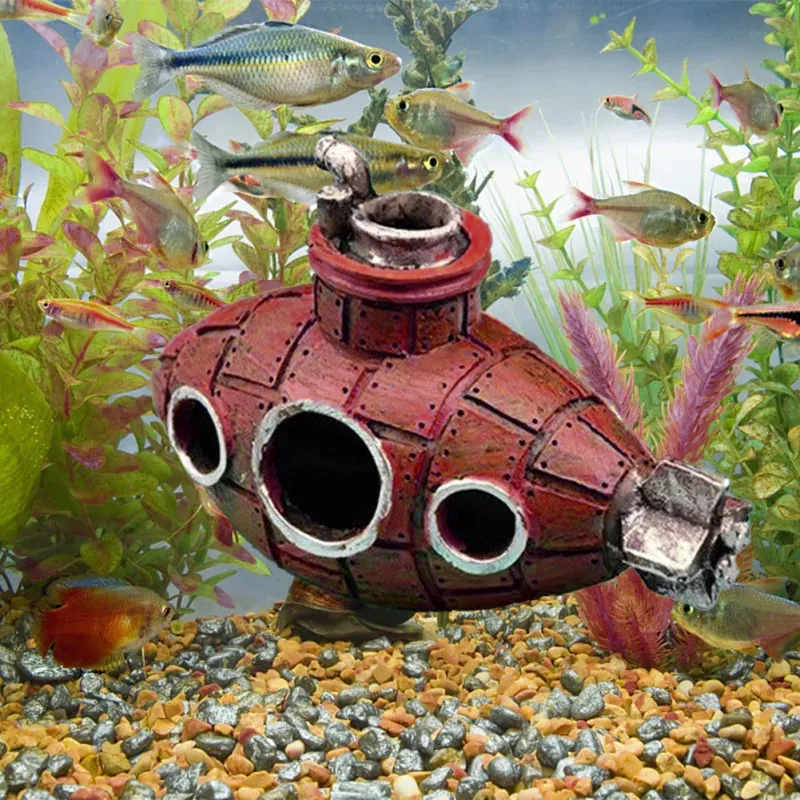 Vintage Resin Submarine Wreck Ship Aquarium Decoration - Landscape Fish ...