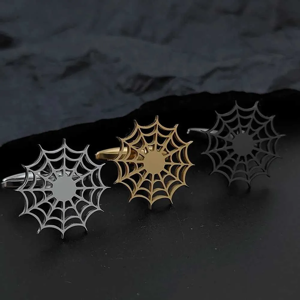Stainless Steel Spider Web Cufflinks for Men - Punk Rock Gothic Jewelry ...
