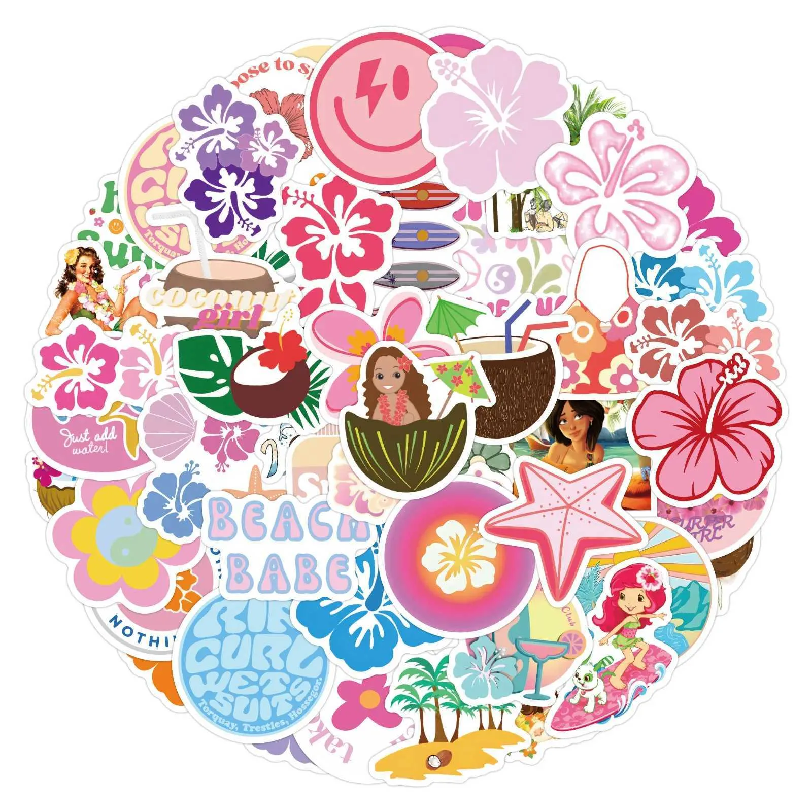 Waterproof Coconut Girl Stickers for Kids - 10/30/60 Pack - Laptop ...