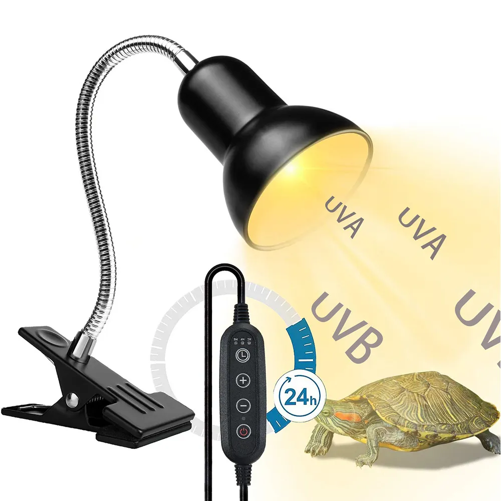 Reptile Heat Lamp Bracket with Clamp for UVA/UVB Bulbs 25W 50W 75W for ...