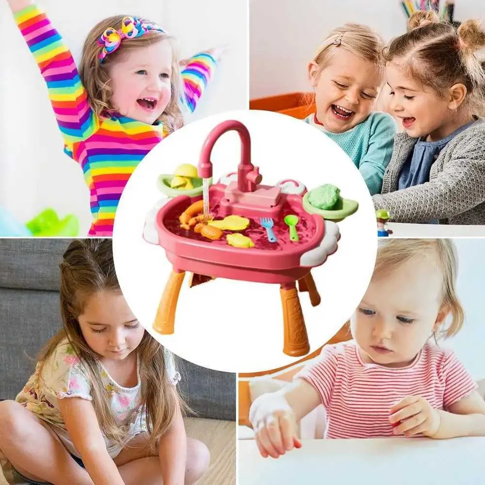 Electric Play Kitchen Sink with Running Water & Dishwasher - Pretend ...