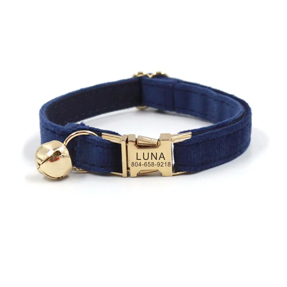 Personalized Cat Collar: Velvet Comfort, Custom ID, Metal Buckle. Shop ...
