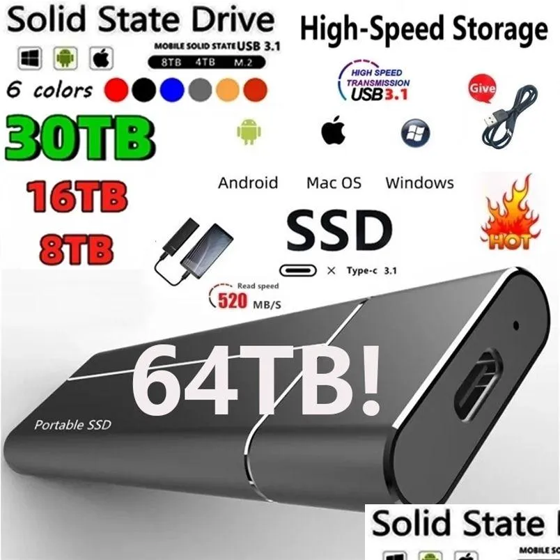 DHgate.com:High Speed Portable SSD - 16TB, 4TB, 2TB, 1TB, 500GB - Type-C USB 3.1 External Solid ...