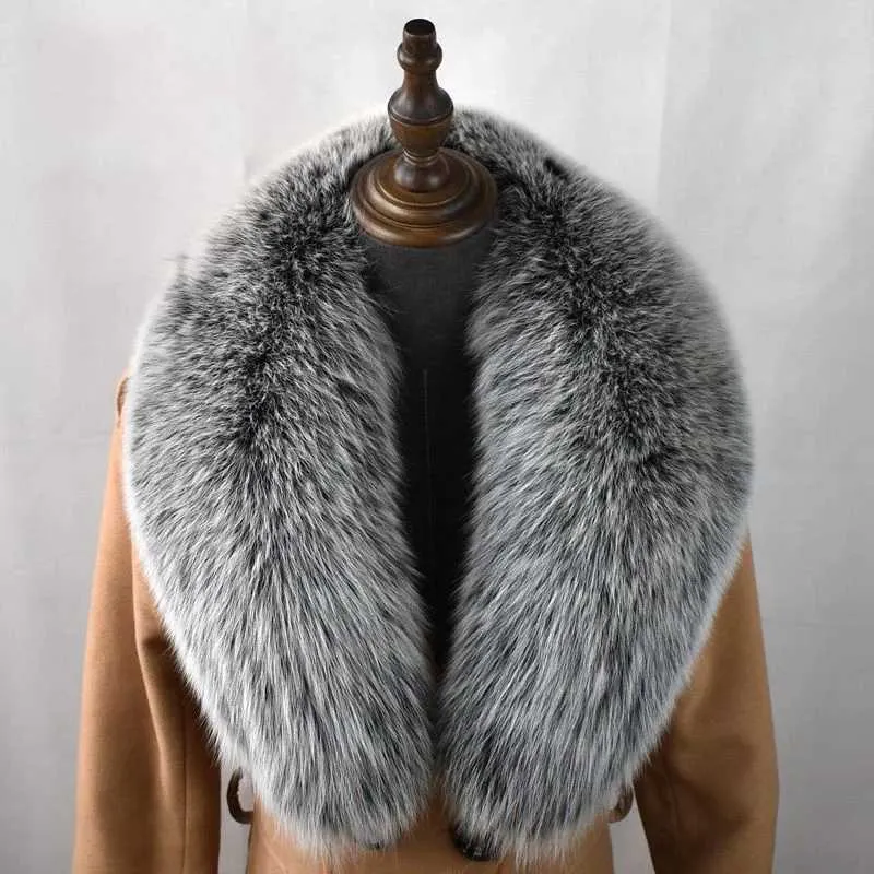 Genuine Fox Fur Collar Scarf - Oversized Warm Winter Collar for Jackets ...