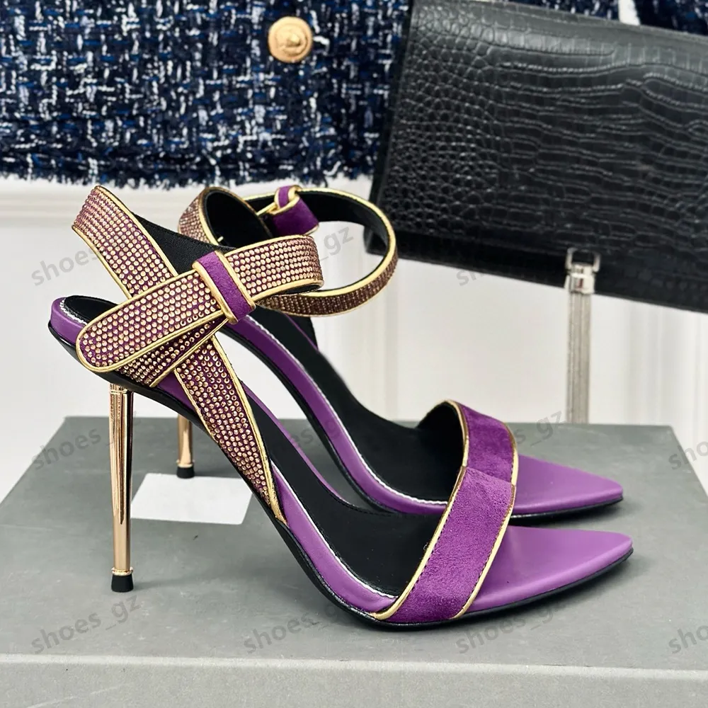 Bulk Rhinestone High Heel Sandals Women's Metallic Stiletto Heels ...