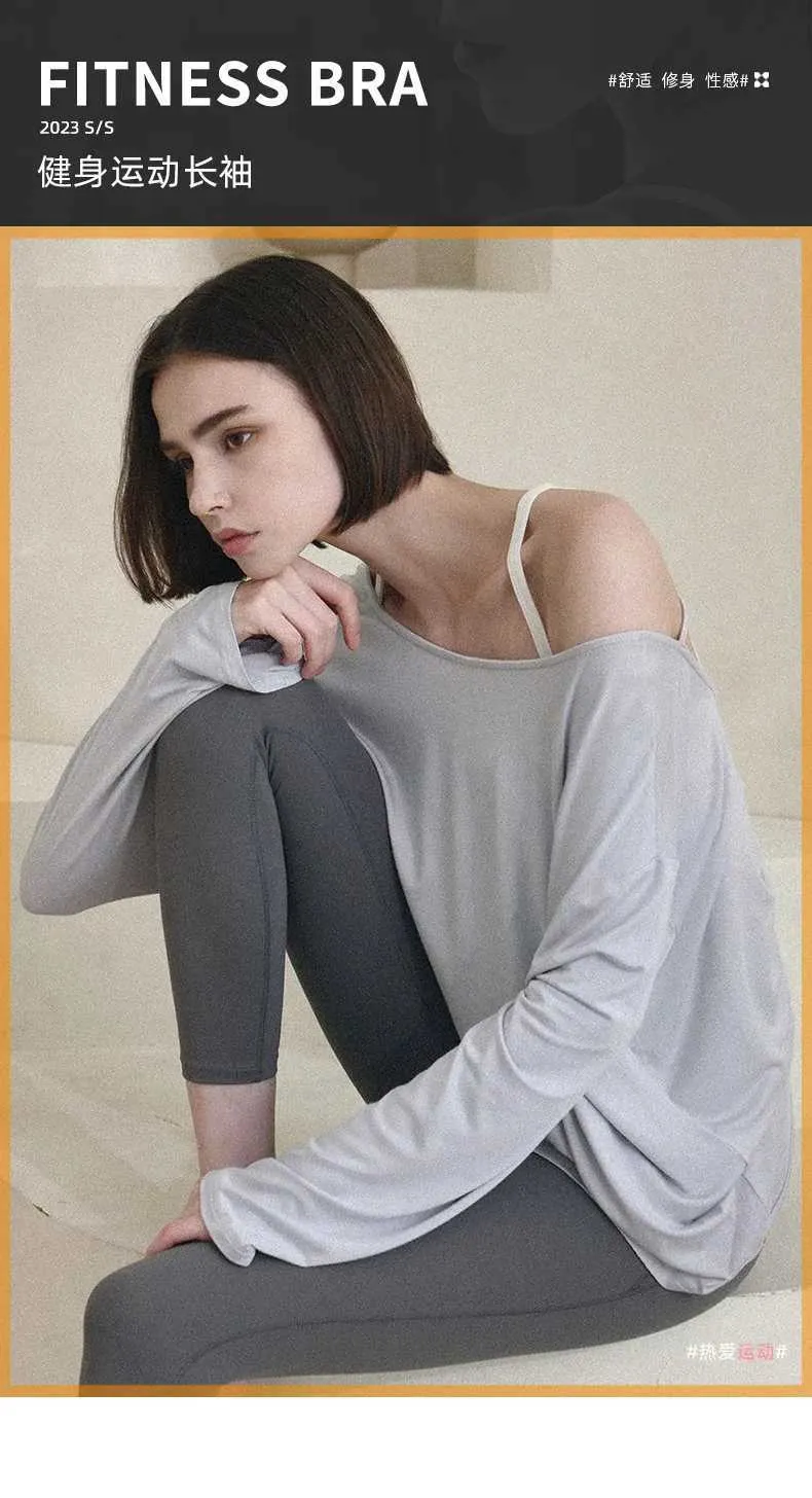 Morandi Color Long Sleeve Sports T-Shirt for Women - Gym Yoga Fitness ...