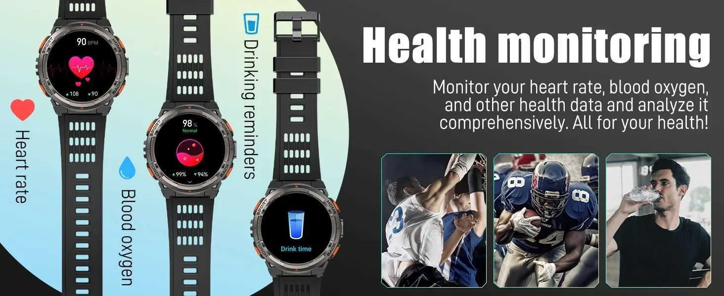 Smartwatch with Compass, Altimeter, Flashlight - 3ATM Waterproof ...