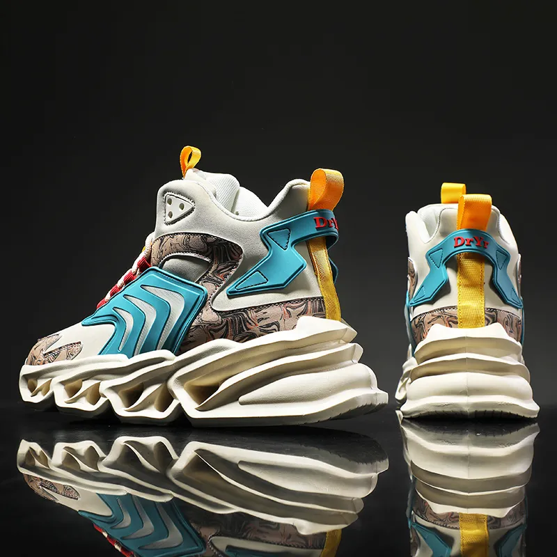 DHgate.com:Men's Leather High-Top Sneakers - Streetwear Style Casual ...