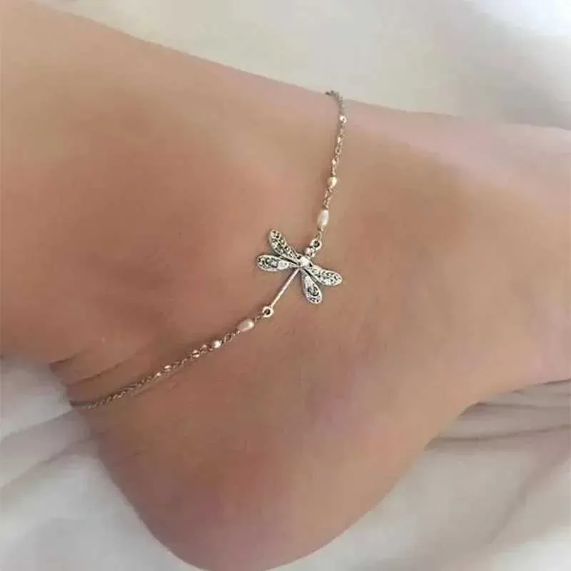 DHgate Silver Chain Dragonfly Anklet Y2K Charm Jewelry for Women Teens Jewelry