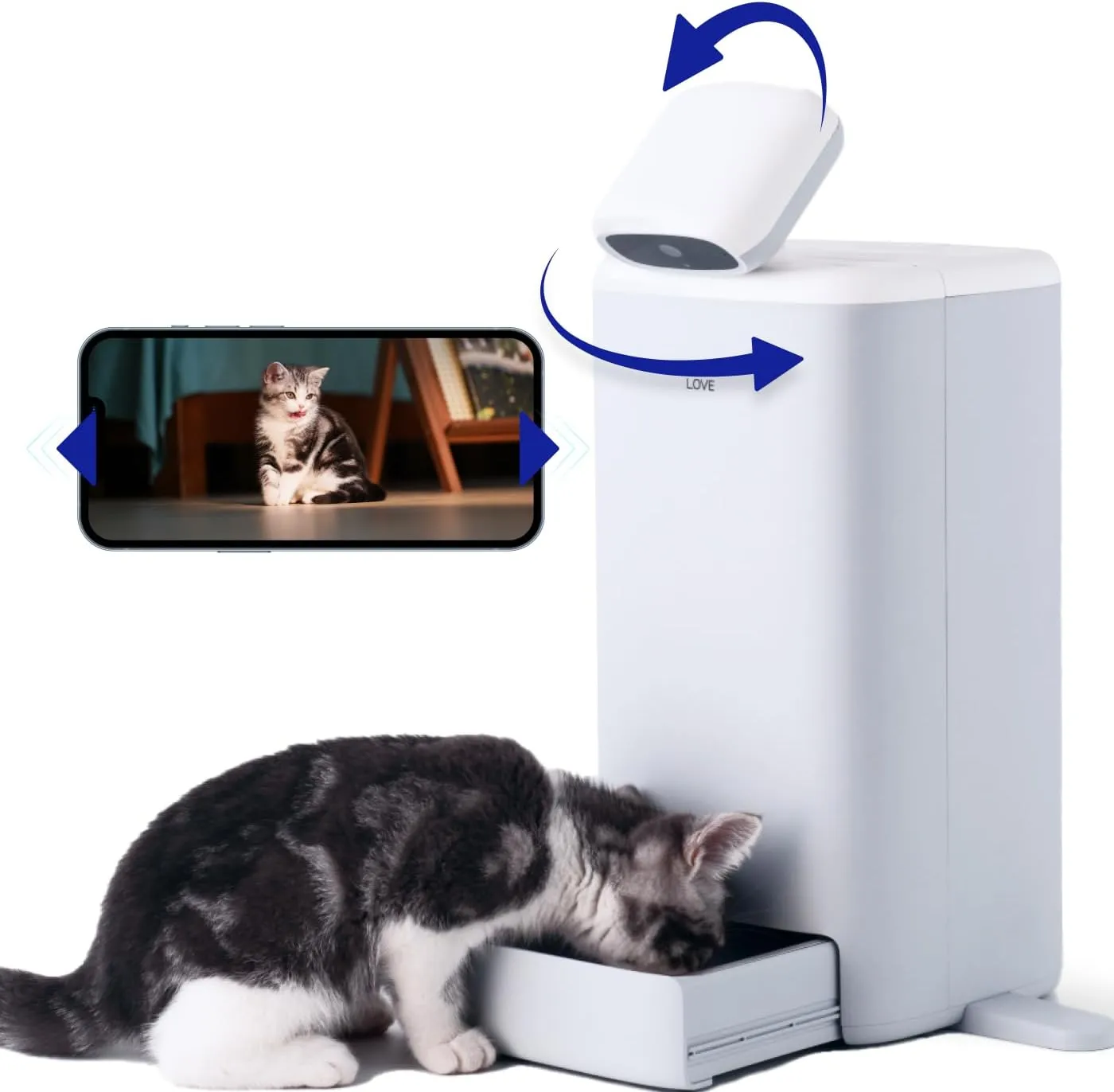 Automatic Cat Feeder with 360 Camera, 2K HD Video, Night Vision & 2-Way ...