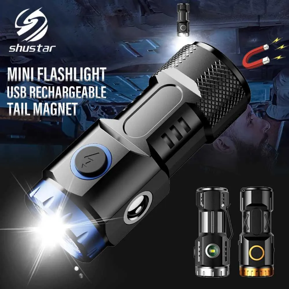 DHgate.com:Rechargeable Mini LED Flashlight, USB Work Light with Side Lights & Shadows, Camping ...