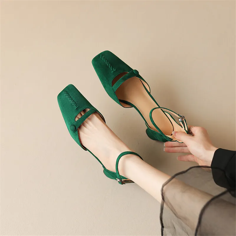 Premium Suede Square Toe Sandals: Summer Style, Vintage-Inspired ...