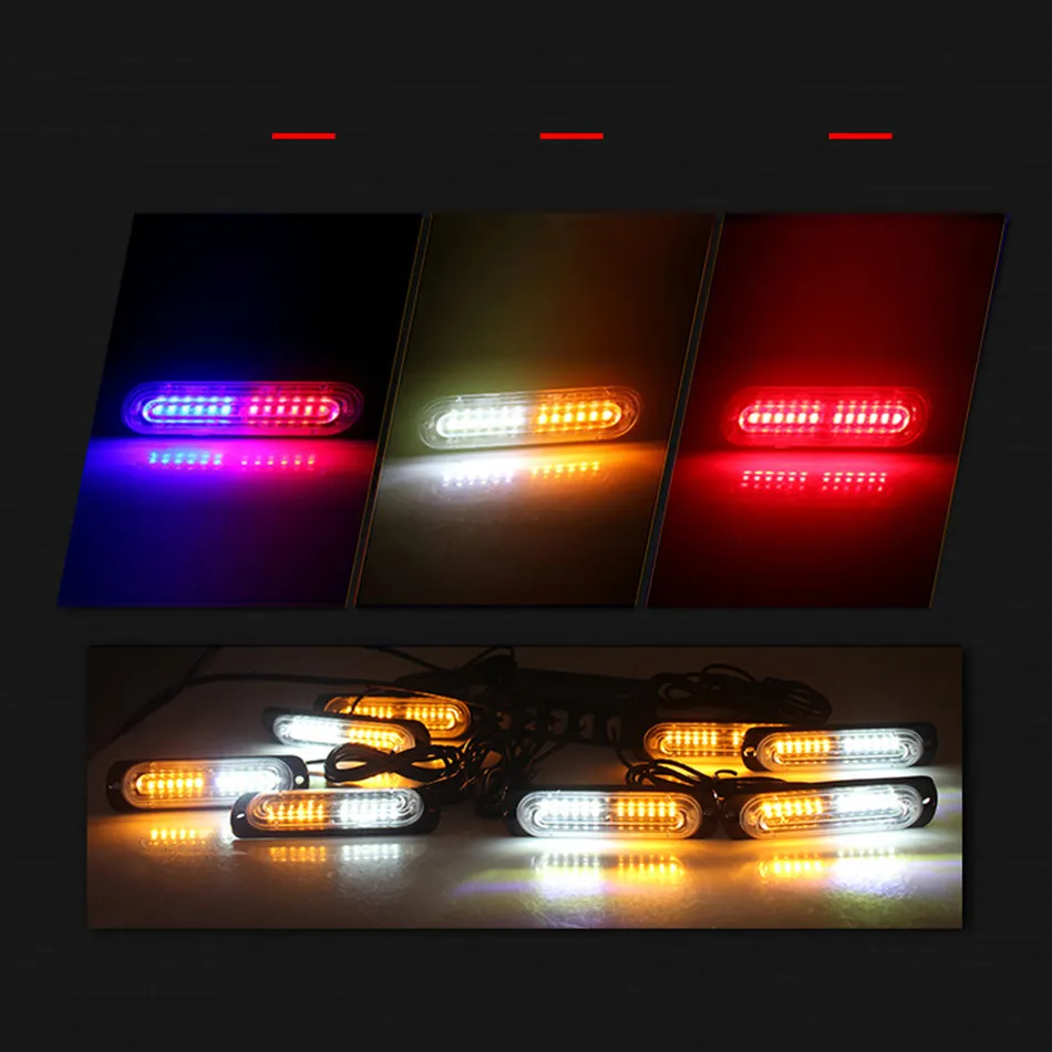 8x12 Inch LED 12V Emergency Strobe Lights Set for Police Ambulance Car ...