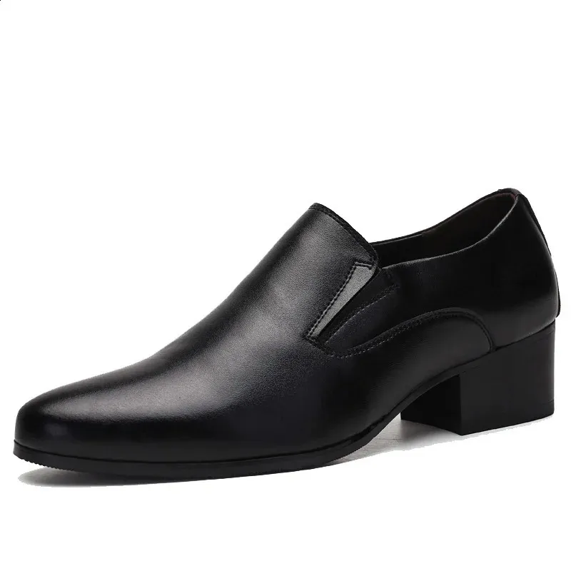 Wholesale Men's High Heel Dress Shoes Leather Elevator Oxfords Increase ...