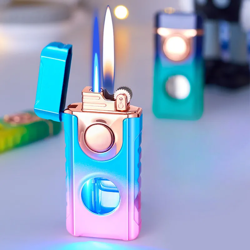 Creative Dual Flame Lighter Visible Fuel Tank Windproof Torch ...