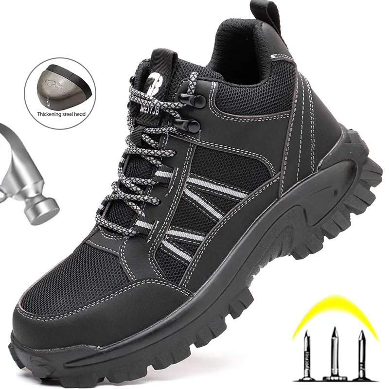 Breathable Steel Toe Work Boots Anti Smash Security... From Factory ...