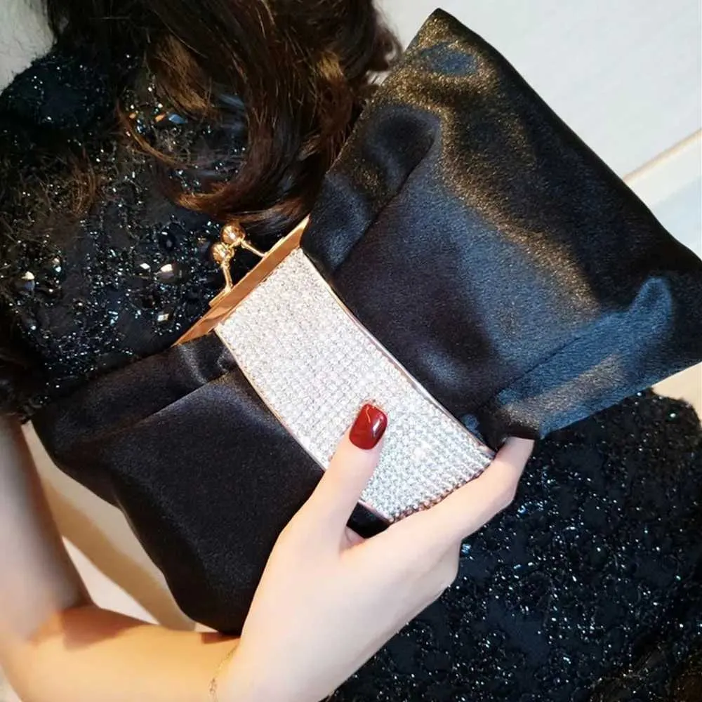 Rhinestone Bow Chain Handbag - Diagonal Shoulder Bag for Weddings ...